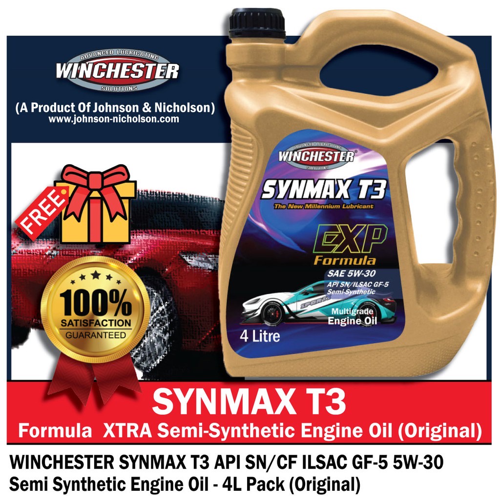 Winchester Synmax T3 5w30 4L Semi Synthetic SN Engine Oil Car Lubricant ...