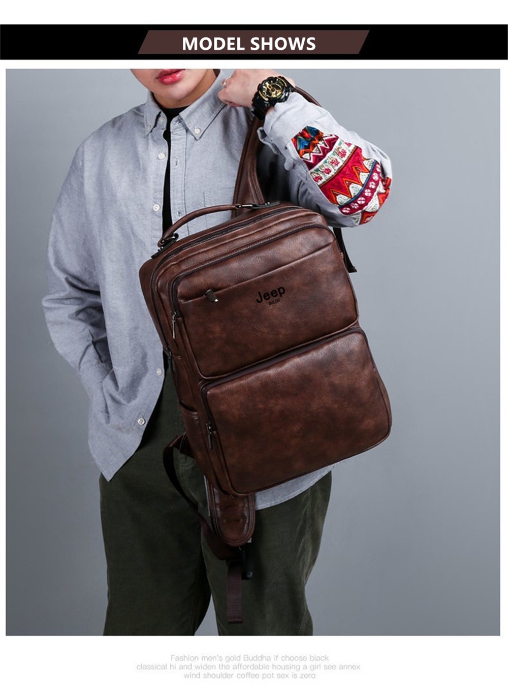 JEEP BULUO New Casual Daypacks 14 inches Laptop Large Capacity Backpack ...