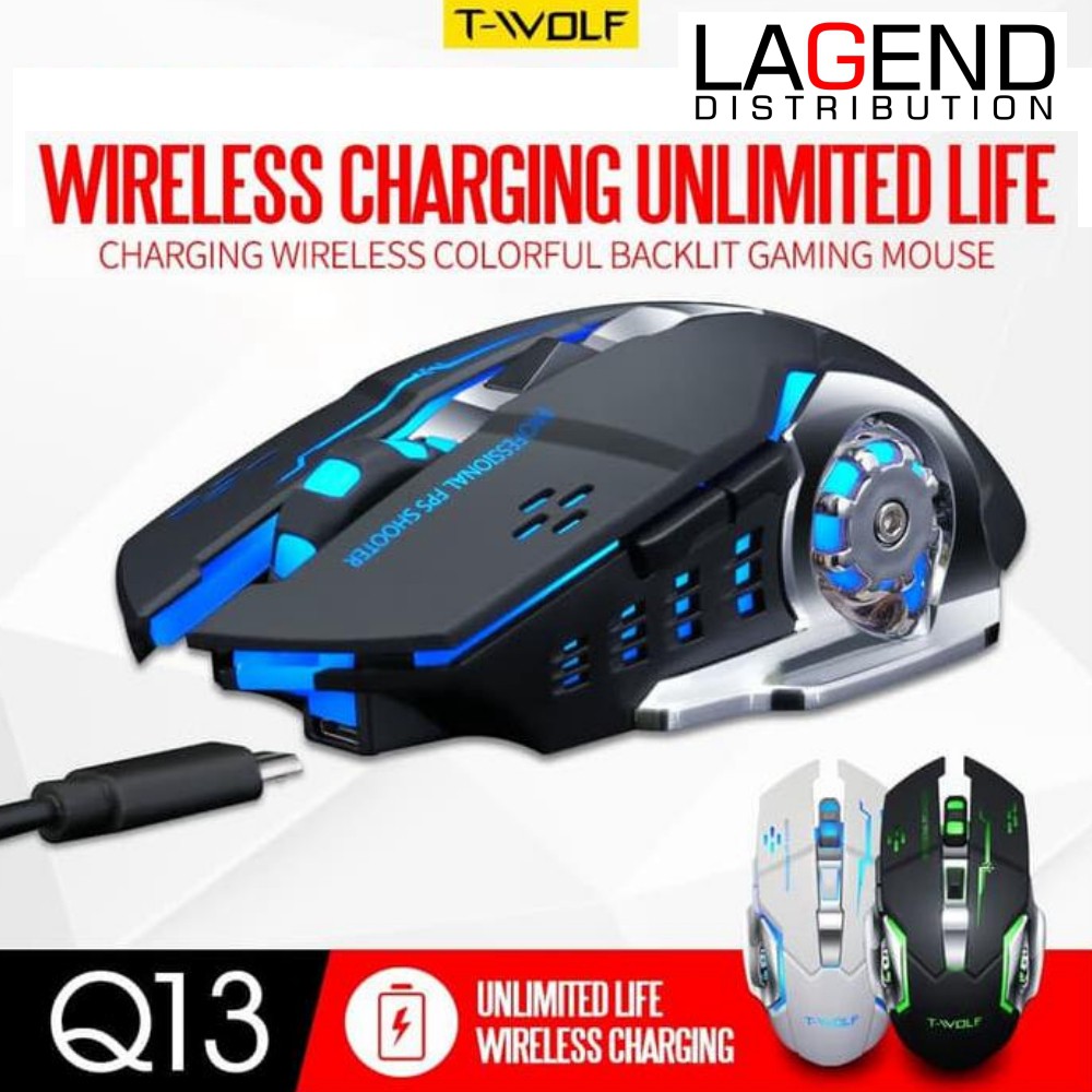 T-wolf Q13/X8 2.4GH wireless mouse charging mute game mouse colorful ...