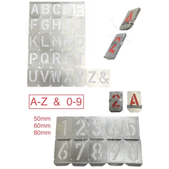 Stencil Plate A-Z & 0-9 Alphabet Letter Number 50mm 60mm 80mm Nombor ...