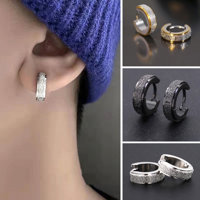 Ready stock】Stainless Steel Hoop Earrings Hip Hop Earrings Ear Clips ...