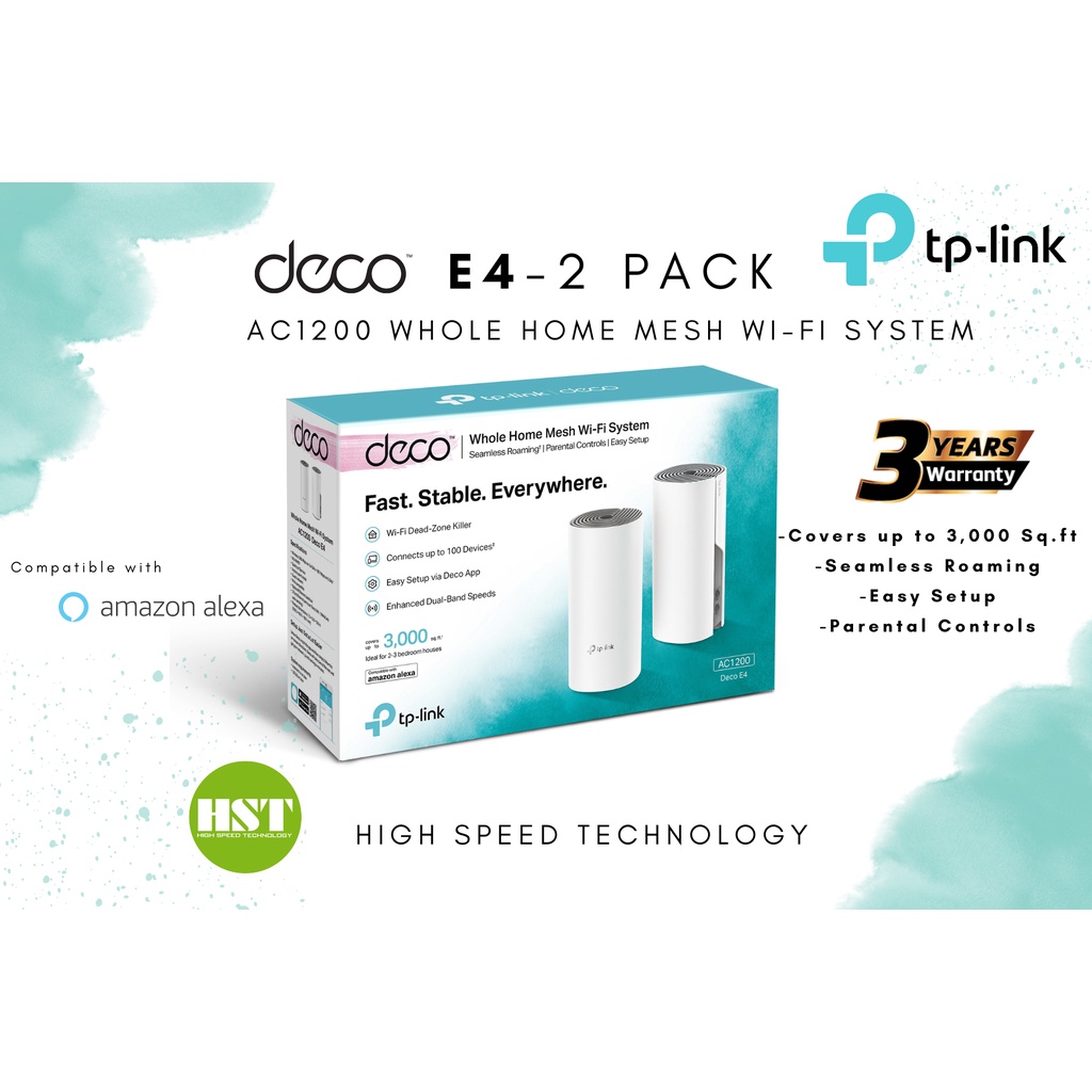 TP-LINK Deco E4 (2-pack) AC1200 Whole Home Mesh Wi-Fi System | Shopee ...