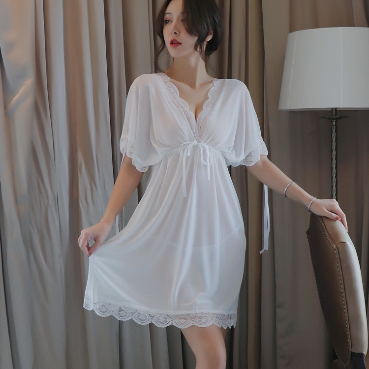 Women's Large Sexy Nightdress Deep Transparent Mesh Sleepwear | Shopee ...