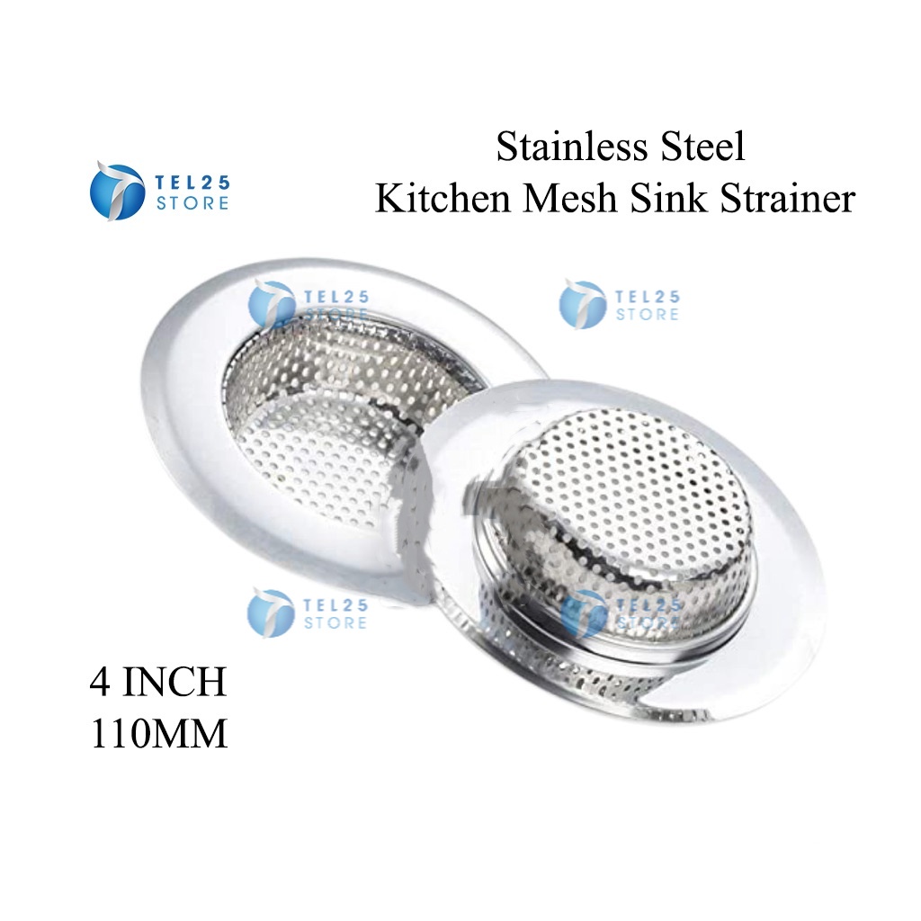 [ 1 UNIT ] Stainless Steel 110mm / 4 INCH Kitchen Mesh Sink Strainer ...