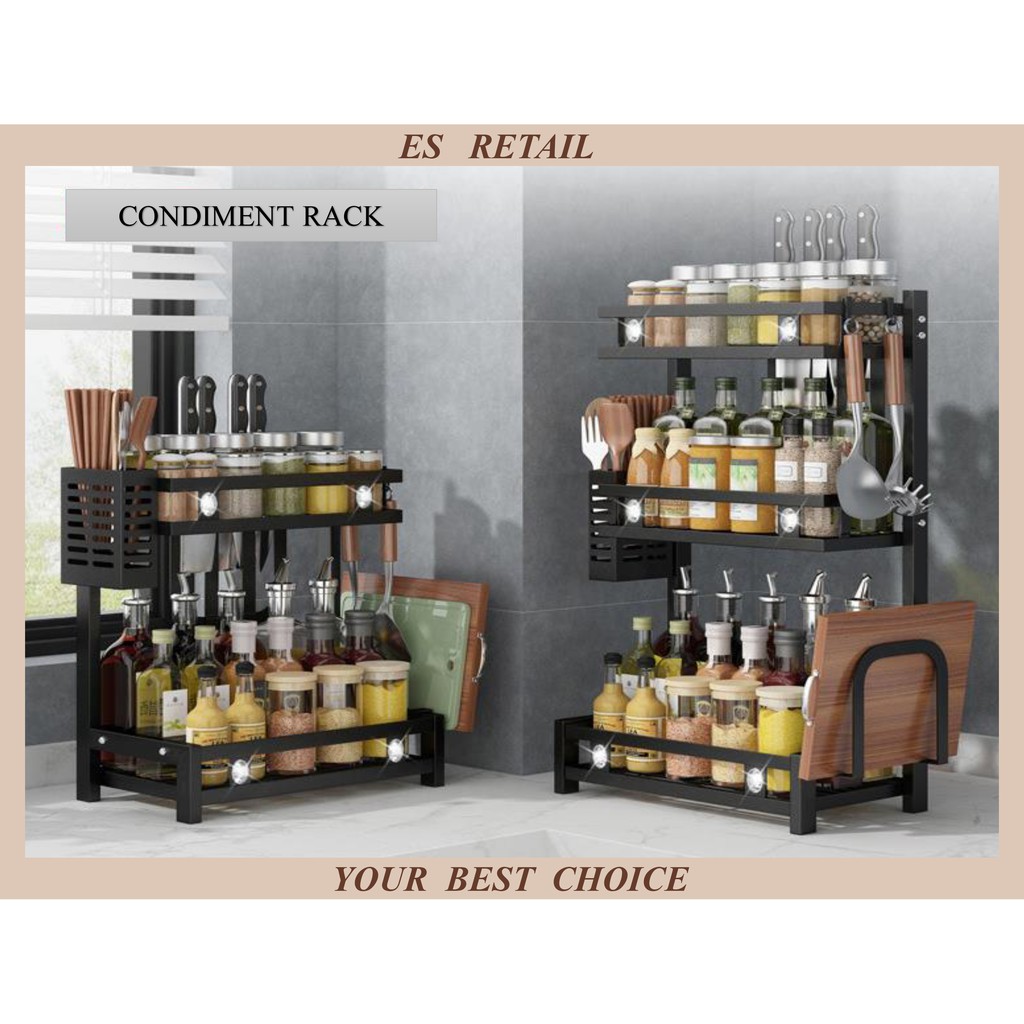 Condiment rack, kitchen rack, spice rack, seasoning rack, rak botol ...