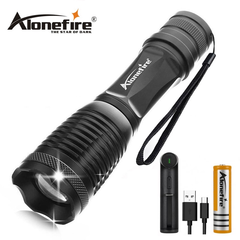 Alonefire E007 LED Flashlight XML T6 L2 Waterproof Zoomable Torch Light | Shopee Malaysia