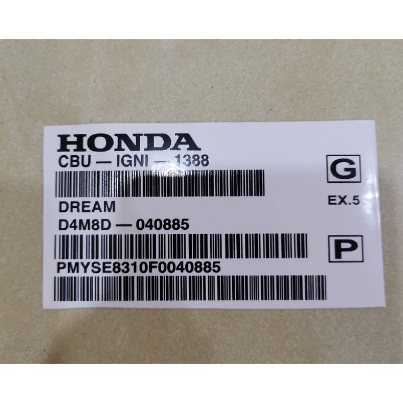 Chain case/ barcode/battery caution/engine oil/ swing arm sticker for Honda EX5 Dream | Shopee ...