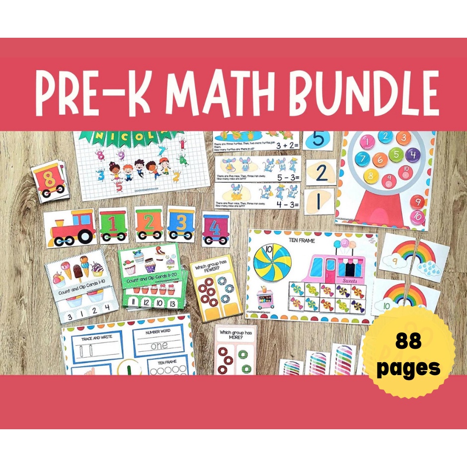 A364 - Printable Pre-k Math Bundle Busy Book 88 pages [PDF] preschool ...