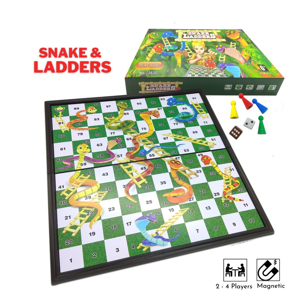 Folding Magnetic Snake & Ladders Multiplayer Board Game With Hardcase ...