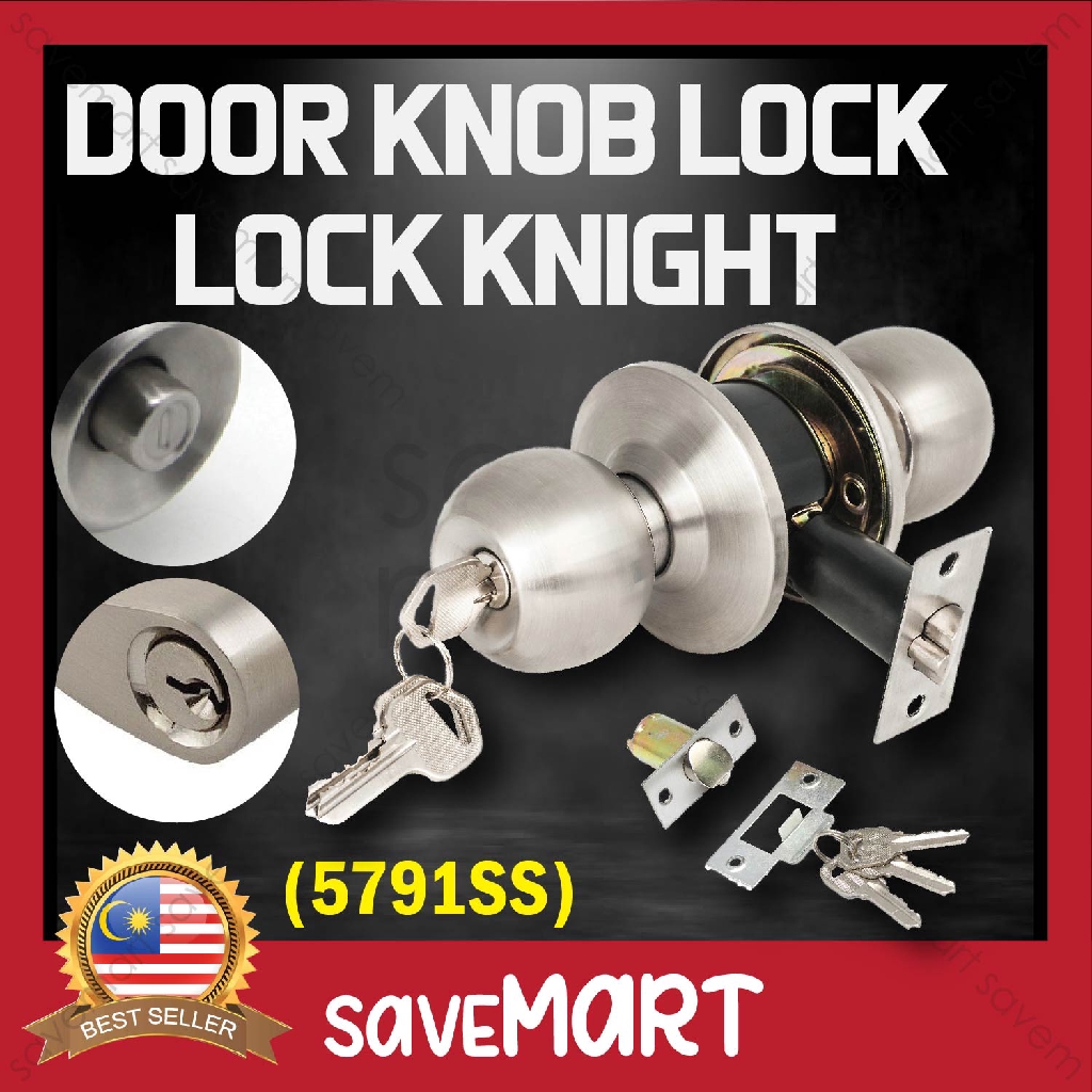5791SS Door Knob Lock Handle Lockset Silver Steel With Keys/Tombol ...