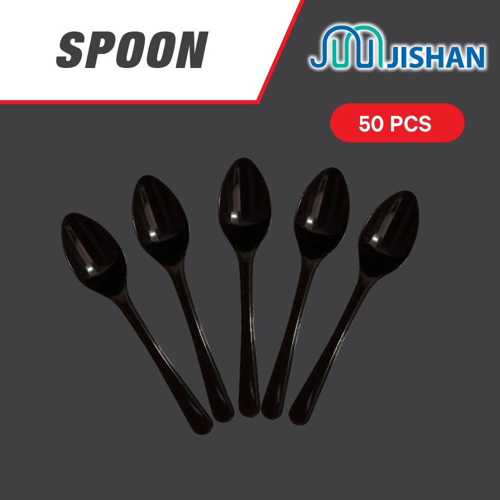 [50pcs] 7" Premium Black Clear Plastic Spoon & Fork / Disposable ...