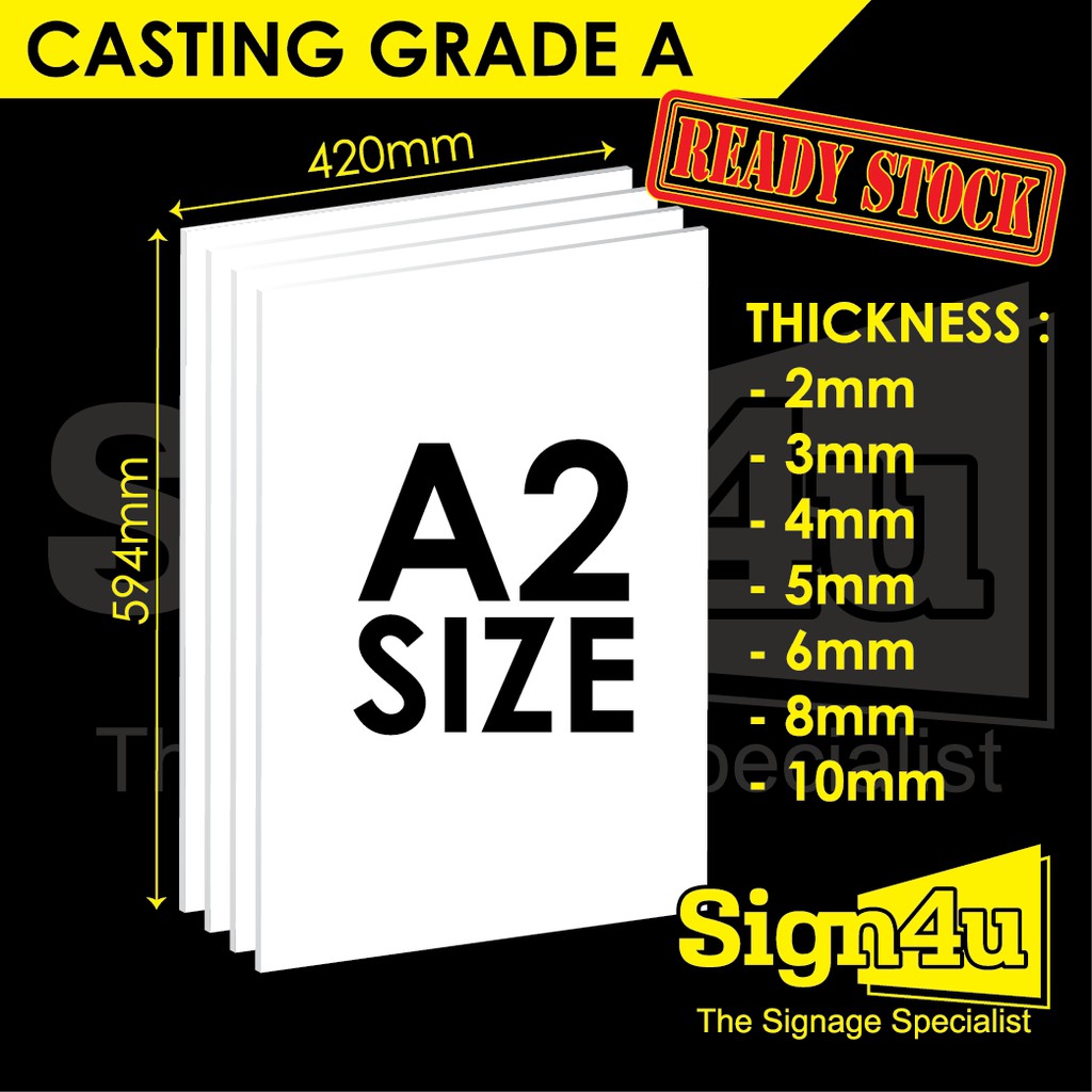 [READY STOCK]A2 Size White Acrylic 402/433 with Thickness 2/3/4/5/6/8 ...