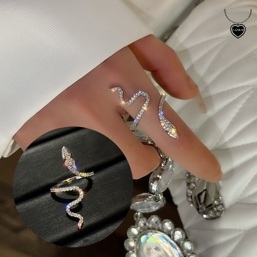Retro Punk Opening Adjustable Snake Ring/Adjustable Crystal Punk Snake ...