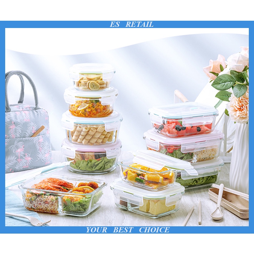Airtight borosilicate glass food container Glass lunch box Airtight ...