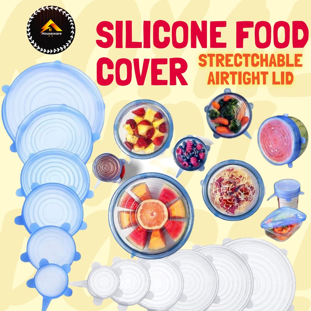 Silicone Food Cover 🔥Ready Stock🔥Stretchable Airtight Lid (6 Pcs ...