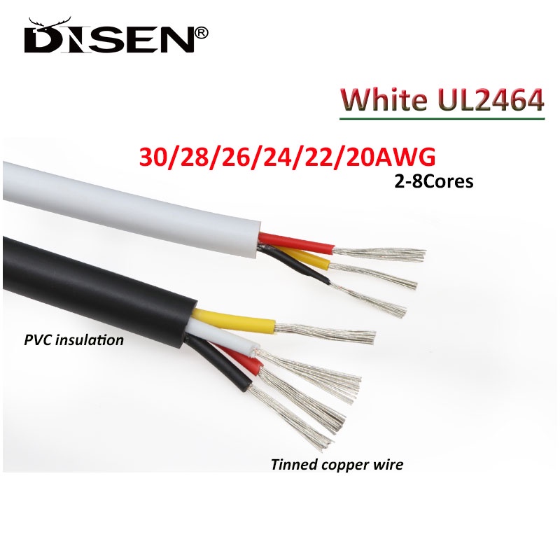 1Meter UL2464 Sheathed Wire Cable 30 28 26 24 22 20 AWG Copper Signal Cable 2 3 4 5 6 7 8 Cores ...