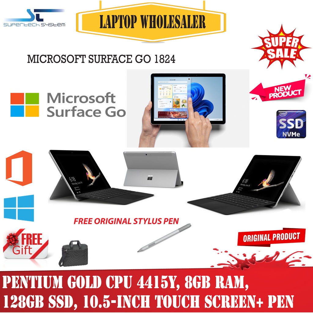 MICROSOFT SURFACE GO (PENTIUM GOLD 4415Y, 8GB RAM, 128GB SSD, 10.5 ...