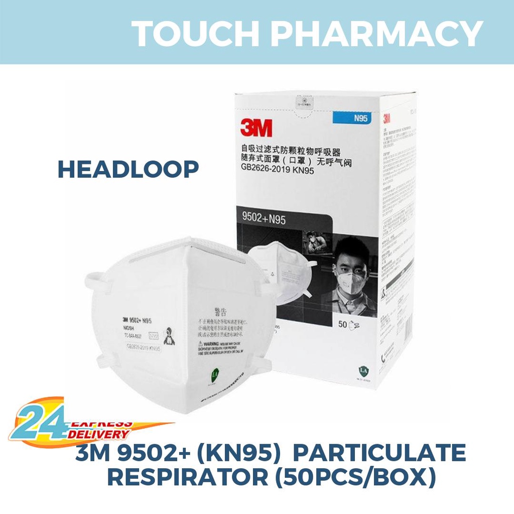 3M KN95 Particulate Respirator Face Mask 9501+ / 9502 +(50's/box ...