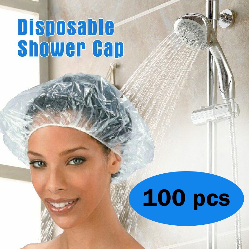 Disposable Shower Bath Cap Plastic Clear Hair Cap Large Thick ...