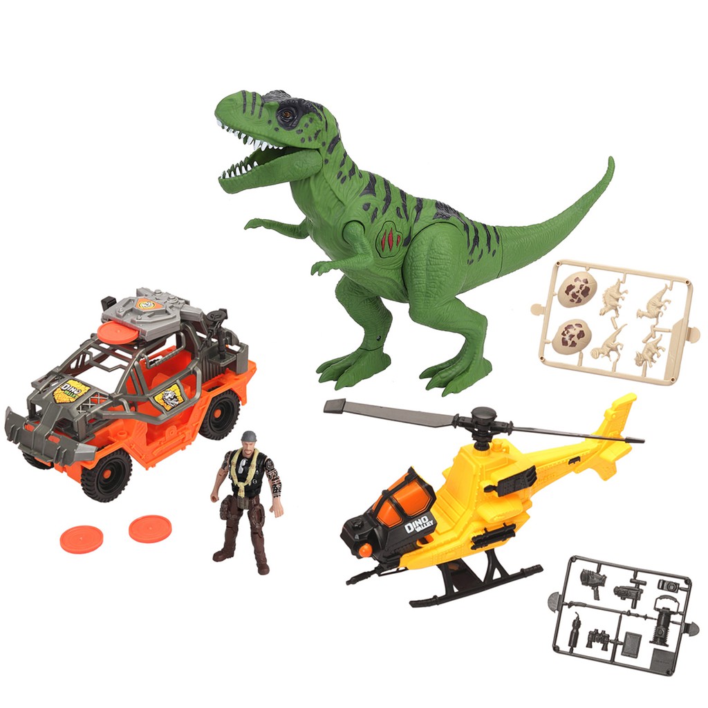 Dino Valley T-Rex Revenge Dinosaur Toys Helicopter Vehicles Playset ...