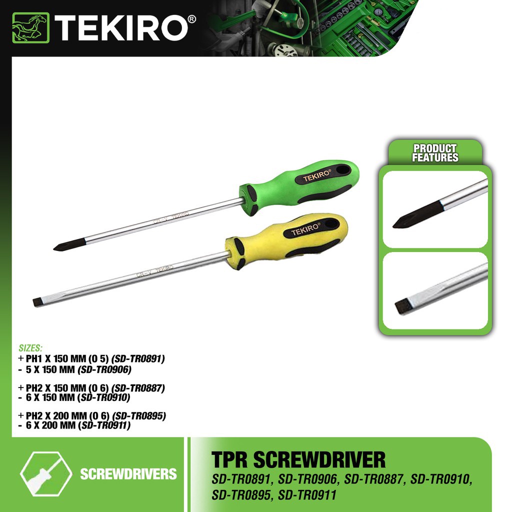 TEKIRO TPR Screwdriver Phillips / Slotted Head - Obeng Pemutar Skru PH1 ...