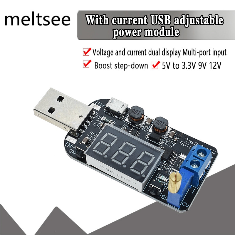 With USB Micro USB 5V to 3.3V 9V 12V 18V 24V Adjustable Buck-Boost Power Supply Voltage ...