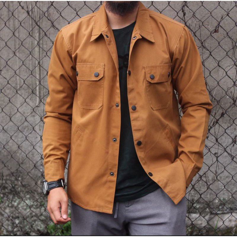 HITAM Men's Women's Semi-Parka Jacket, Black Buttons, Men's Canvas ...