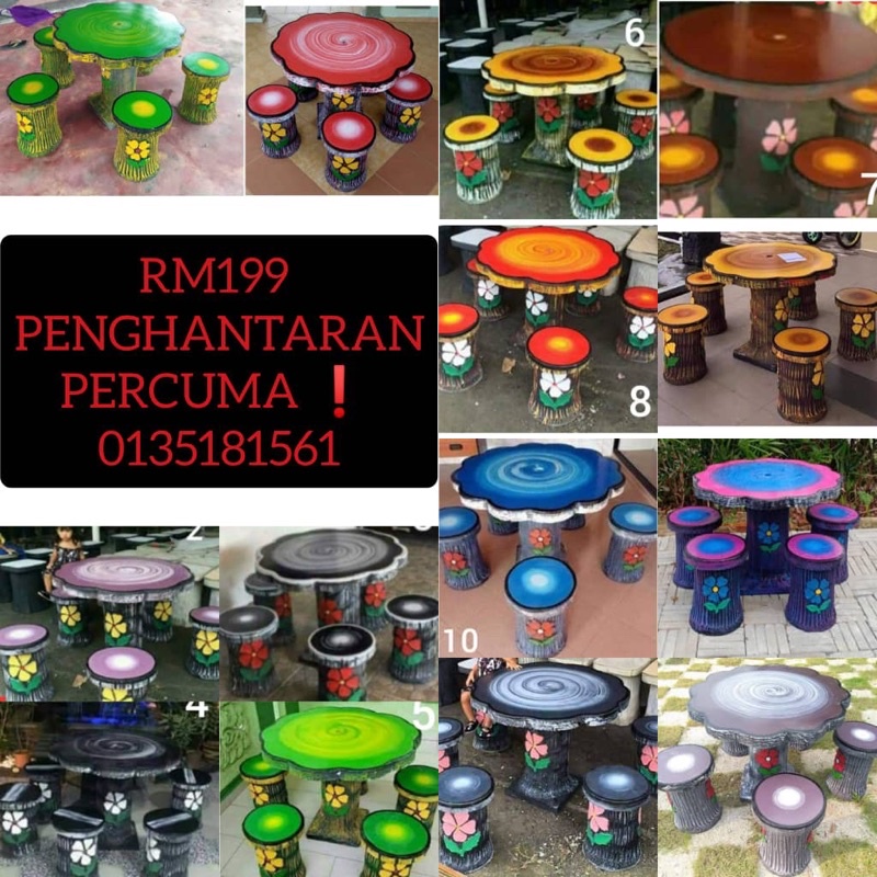 KERUSI MEJA BATU [BYR COD JIMAT WSP 0135181561] SET MEJA BATU BUNGA ...