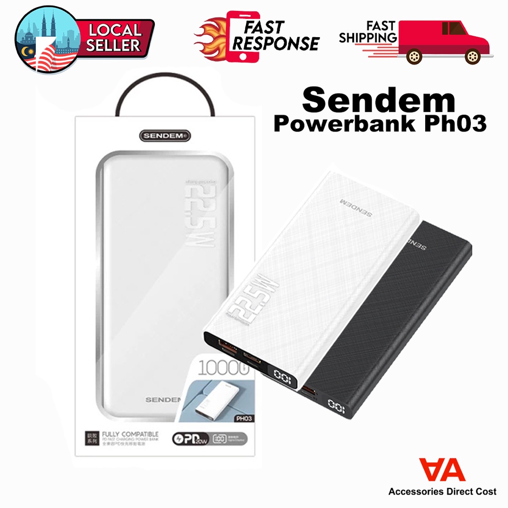 SENDEM PH03 10000mAh Full Compatible PD 22.5w Port Fast Charging Power ...