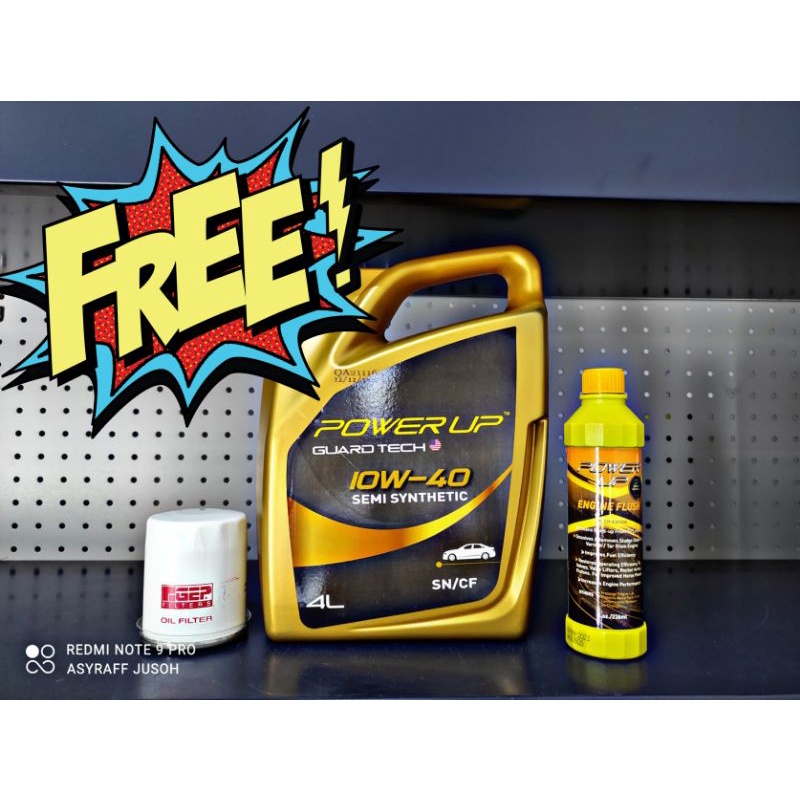 POWERUP 10W40 SEMI SYNTHETIC 🔥FREE OIL FILTER & ENGINE FLUSHING ...