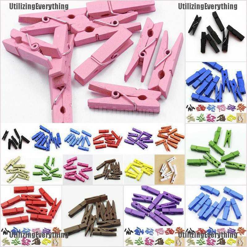 UtilizingEvery♬ 20 -100 Mini Wooden Craft Pegs / Photo Clips, 35mm ...