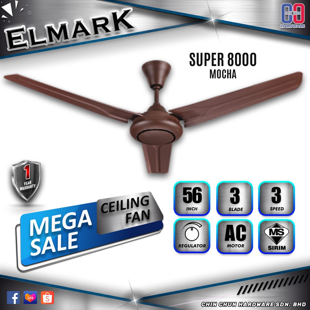 ELMARK SUPER 8000 56" 3 BLADE CEILING FAN WT REGULATOR CONTROL | KIPAS ...