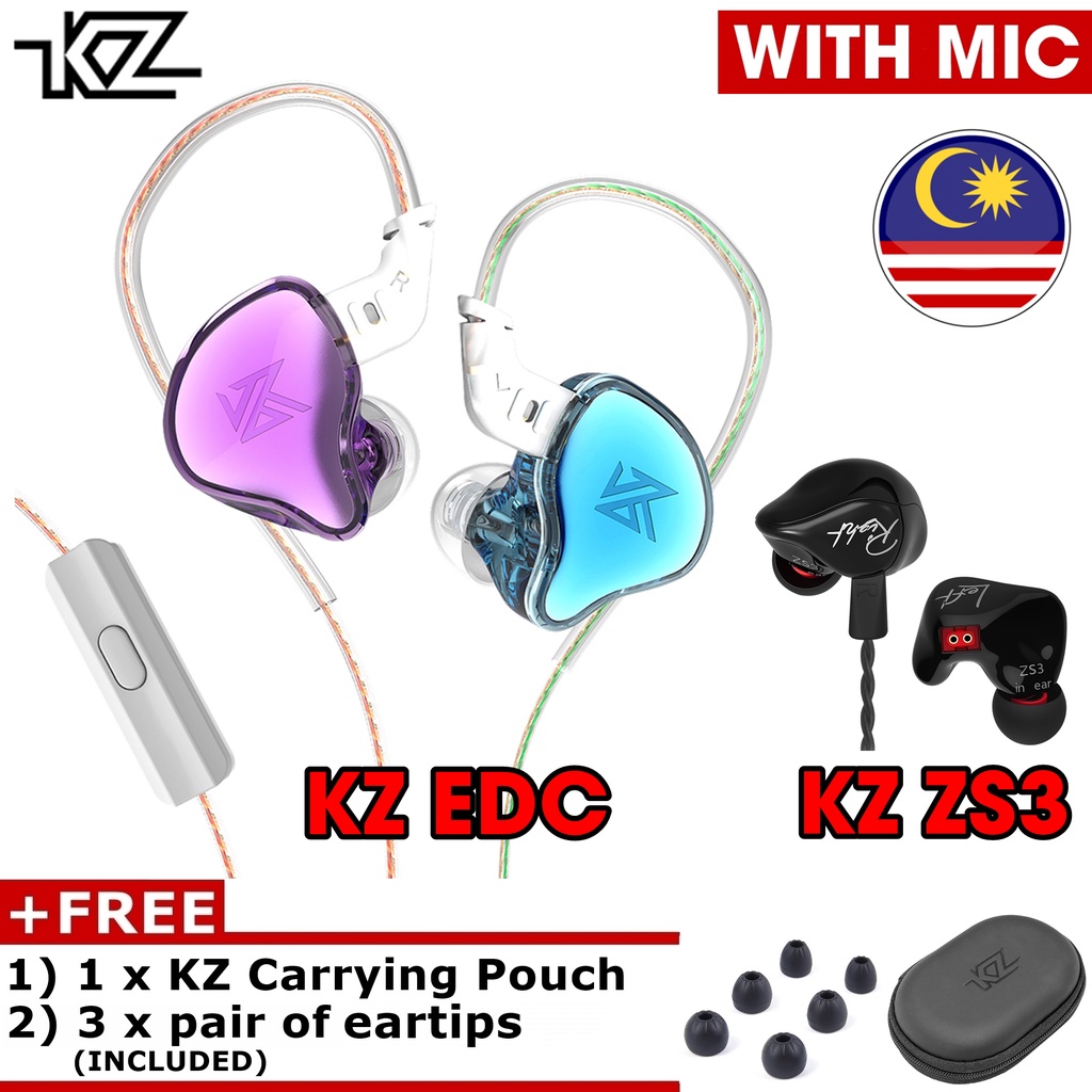 KZ EDC/ZS3 [1-Driver] Earphone 10mm PET Diaphragm In Ear Monitor IEM ...