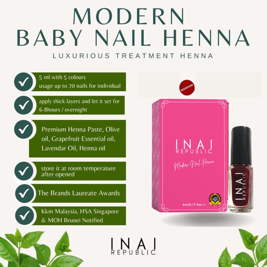 Inai Kuku Republic HQ Original Sah Solat Nail Polish Henna Peel Off ...