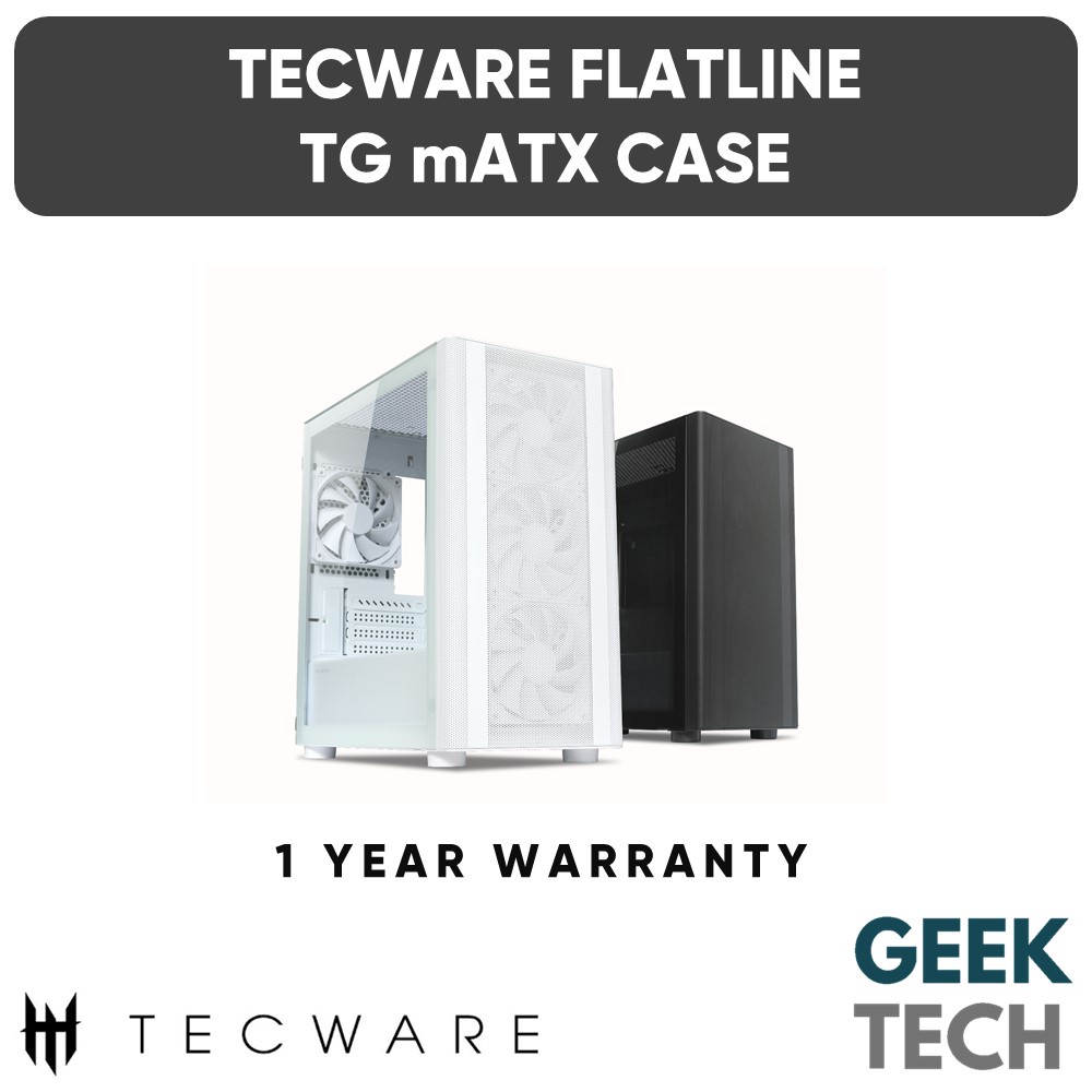 TECWARE Flatline Tempered Glass mATX Case - 4x 120mm PWM Fan Pre ...