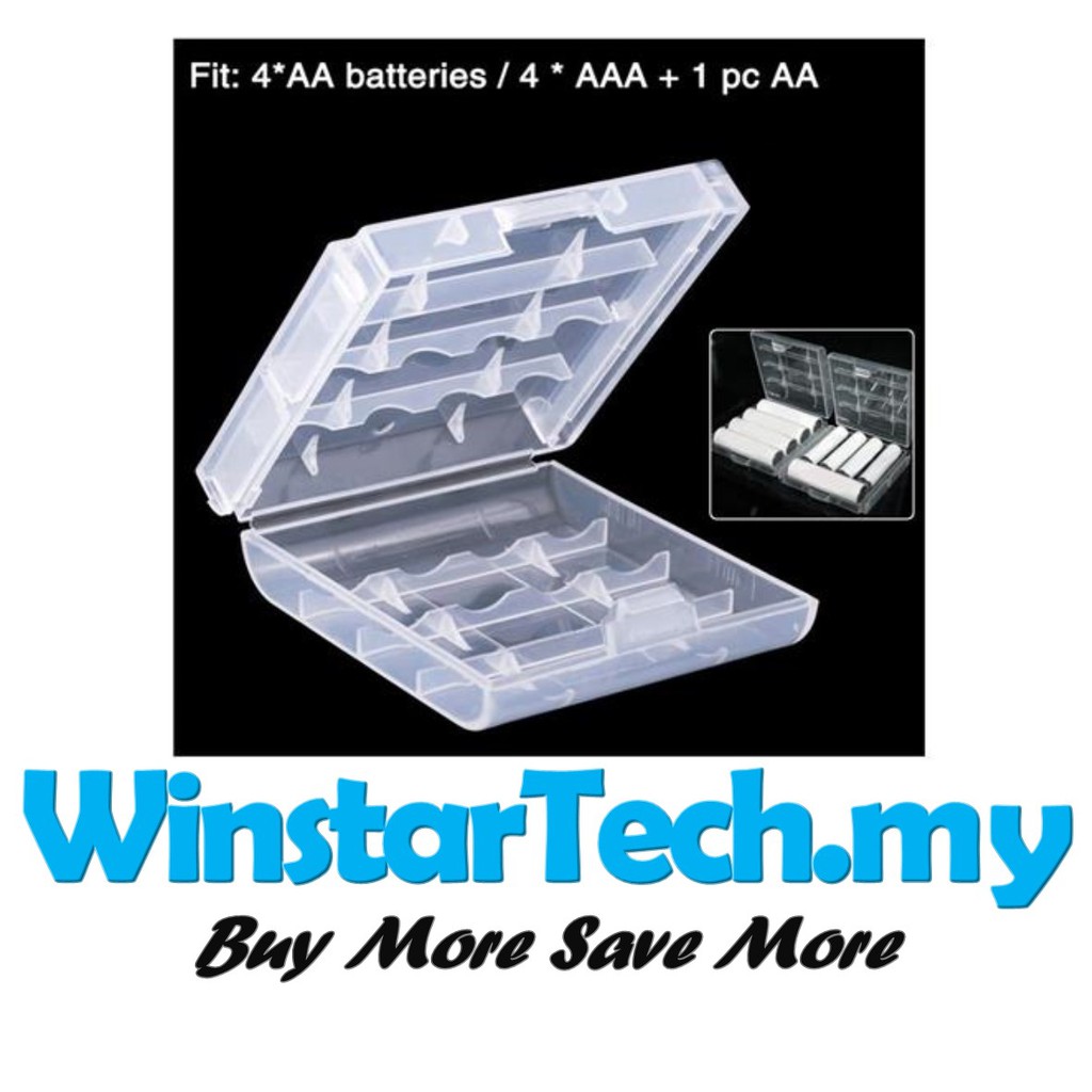 2A 3A Battery Case Clear Box Holder 2AA/ 3AAA Cell Battery Storage Box ...