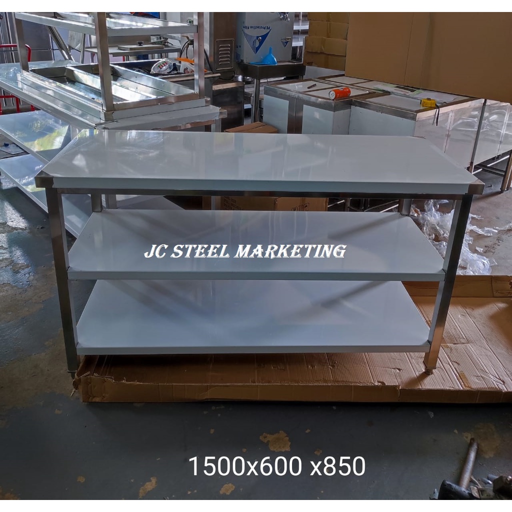 Stainless Steel 3 Tier Working Table 1500mm | Shopee Malaysia