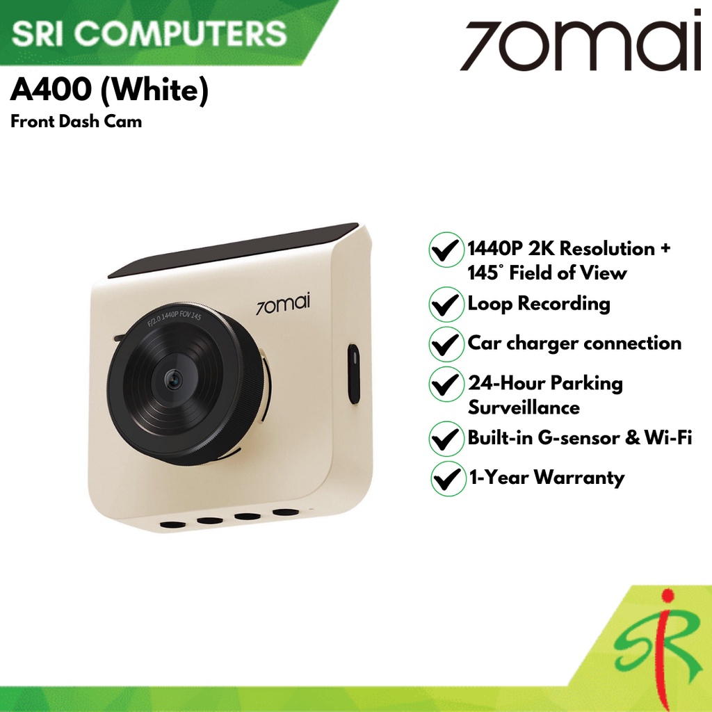 70MAI A400 (White) Front Dash Cam (1-YEAR WARRANTY) | Shopee Malaysia