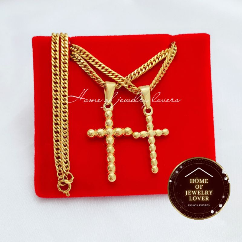 10k bubble cross solo/couple necklace ROUND LOCK(SOLD PER PIECE ...