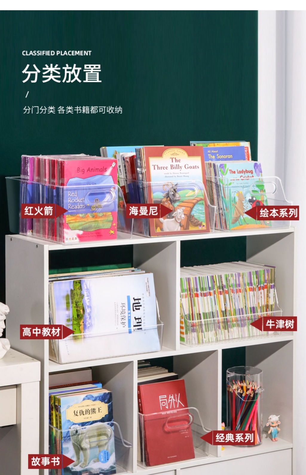 Book Storage Box Organizer Transparent Portable Large Desk Bekas Buku ...