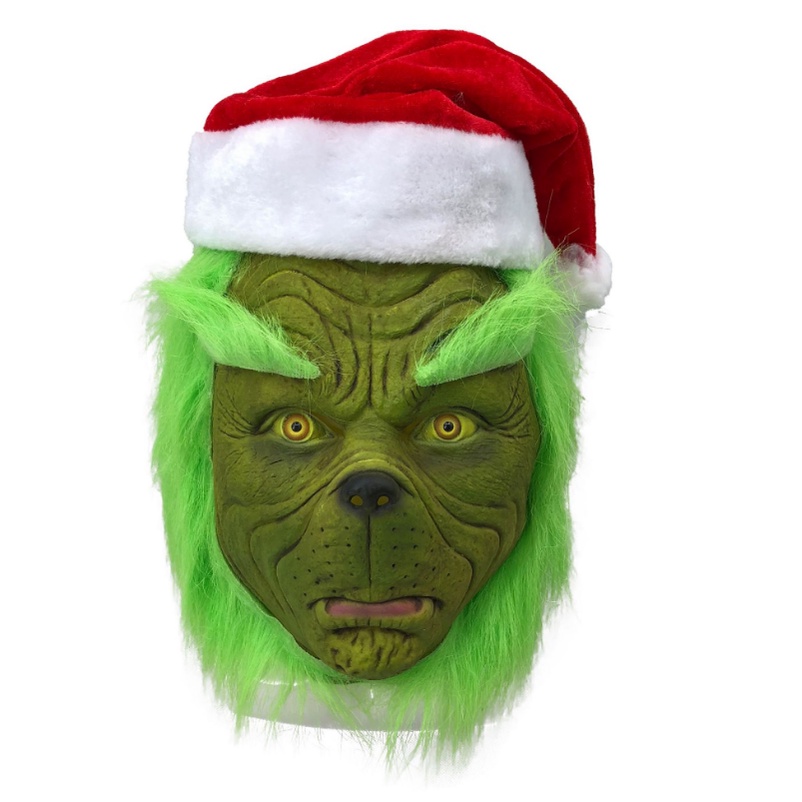 Rascal Deluxe Green Monster The Grinch Mask With Christmas Hat For ...