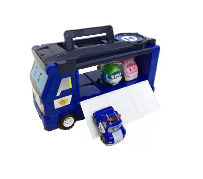 Vehicle Bus Toys With 3 Car Poli Deformation Bus Car Park Toy Storage ...