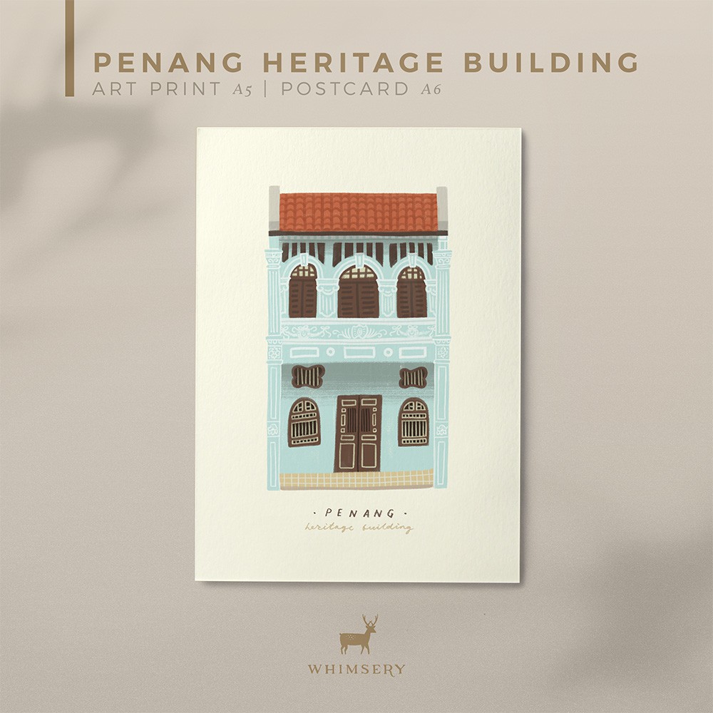 Penang Heritage Building Illustration A6 Postcard | Shopee Malaysia