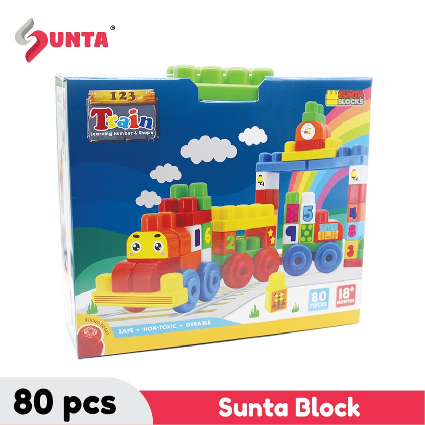 【Ready Stock】SUNTA Train Series Building Blocks with Sticker (80pcs ...