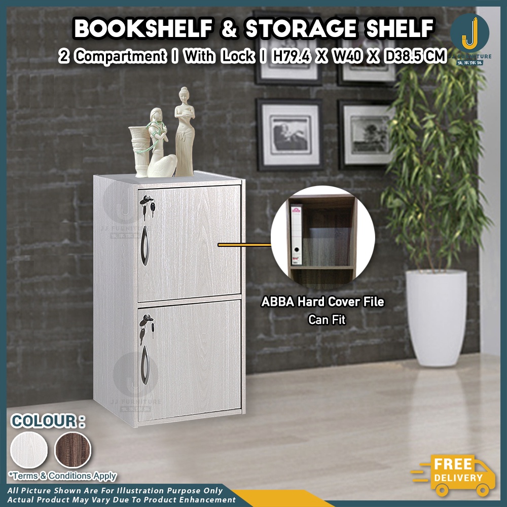 [JJ FURNITURE DIY] EWIN 2 Compartments Bookshelf with Door File Cabinet ...