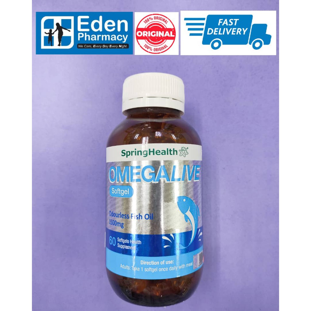 Spring health SpringHealth Omegalive Odourless Fish Oil 1500mg ( 1 x 60's ) | Shopee Malaysia