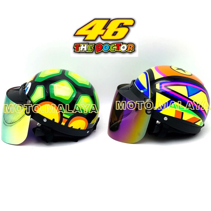 HELMET ROSSI Motorcycle SETENGAH CLASSIC Cut Steng Kura 3PIN VISOR ms88 ...