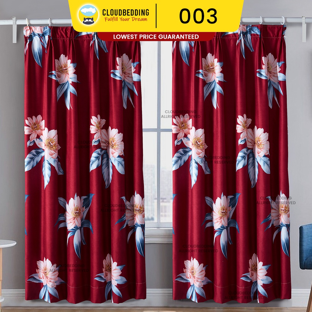Hook Type Modern Langsir Curtain Semi Blackout Langsir Pintu Door ...