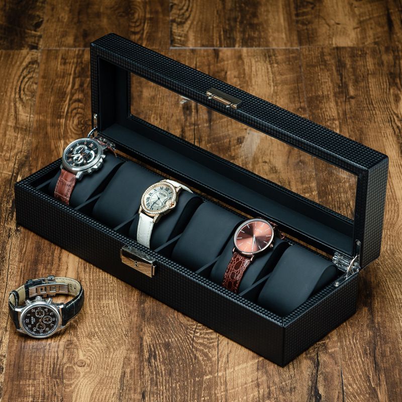 Roll & Rotate Carbon fiber leather watch box glass sunroof mechanical ...