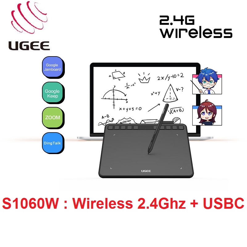 10" x 6.27" UGEE S1060W Wireless Digital Drawing Tablet / Pen Tablet ...